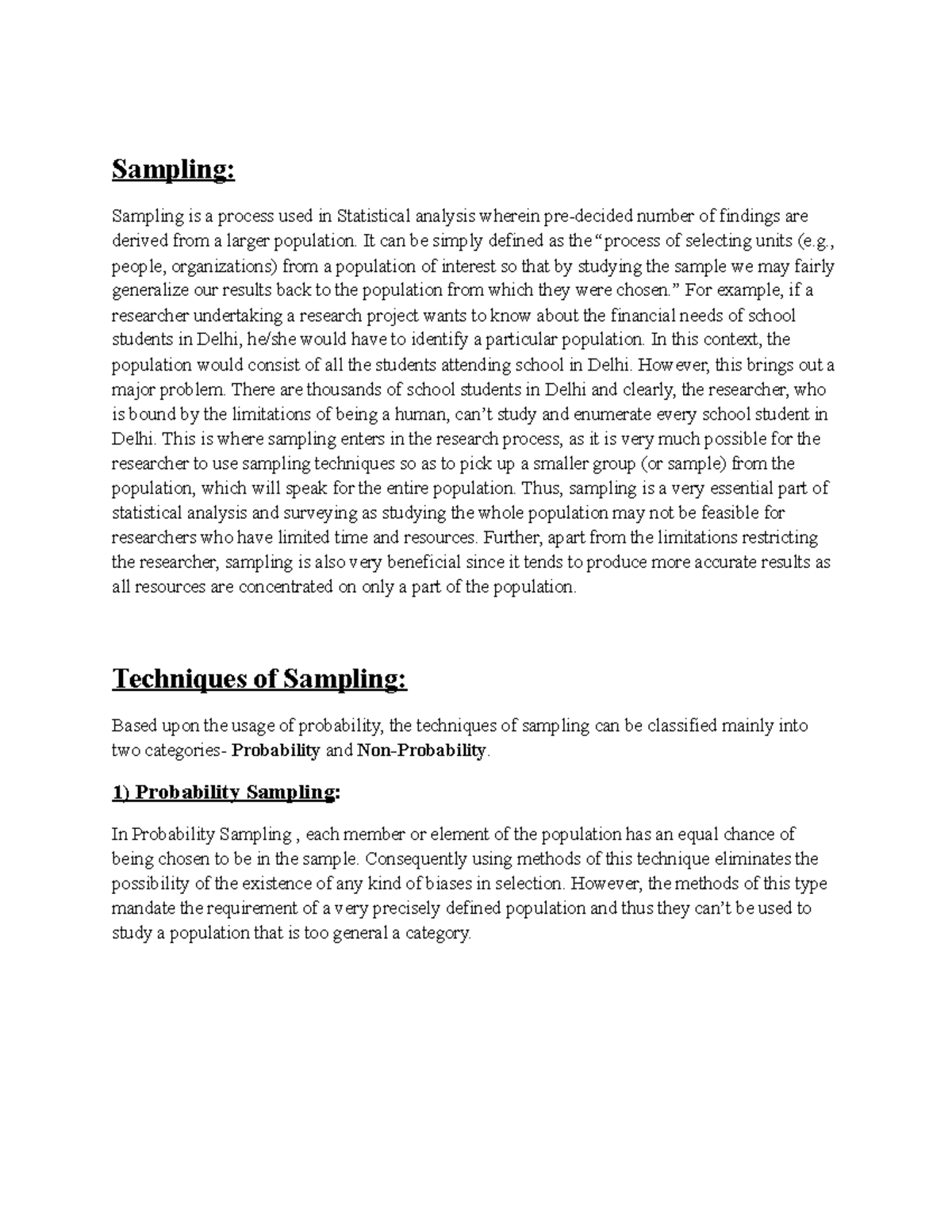 Pol science SEC Assignment 1 - Sampling: Sampling is a process used in ...