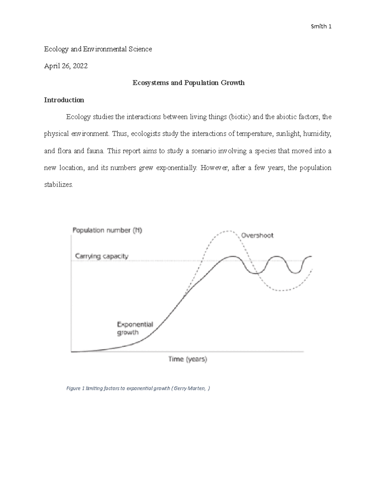 Ecosytems and population growth - Task 1 - Ecology and Environmental ...
