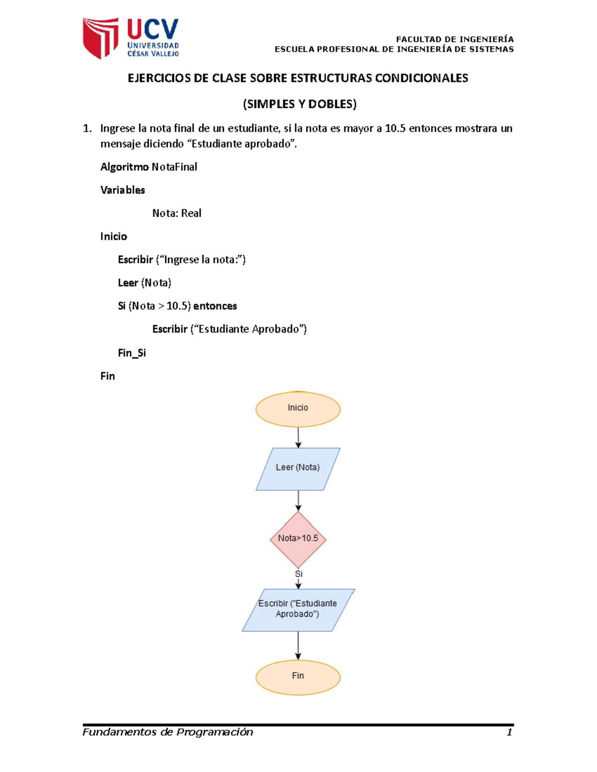 Ejercicios - Práctica - EJERCICIOS DE CLASE SOBRE ESTRUCTURAS CONDICIONALES (SIMPLES Y DOBLES ...