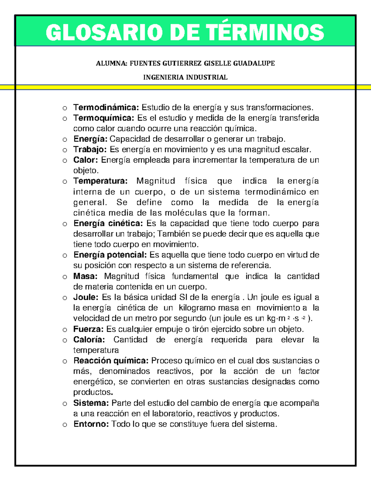 Glosario DE Terminos Entrega - GLOSARIO DE T.. ALUMNA: FUENTES ...