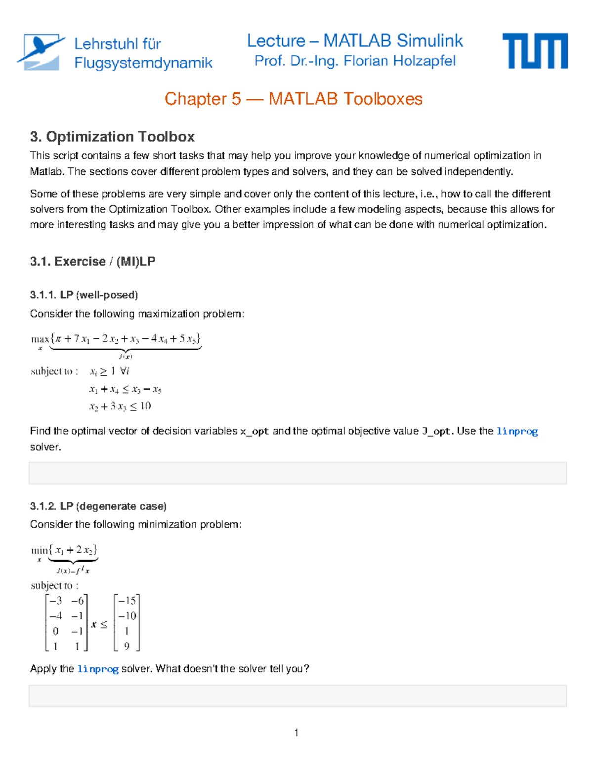 Exercise 00 Misc Short Tasks - Chapter 5 — MATLAB Toolboxes 3 ...