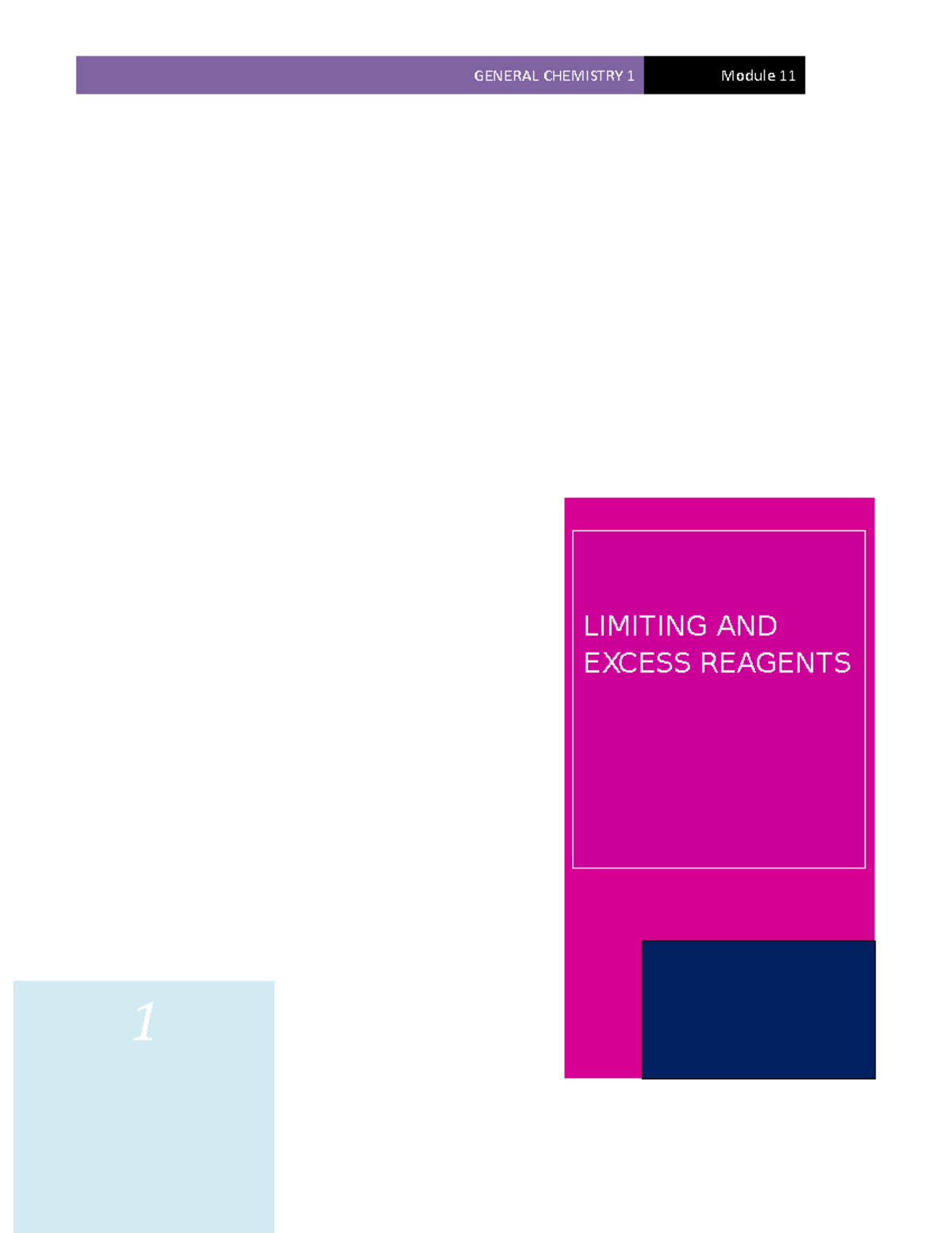 SLM 11 Limiting and Excess Reactants - General Chemistry I - University ...