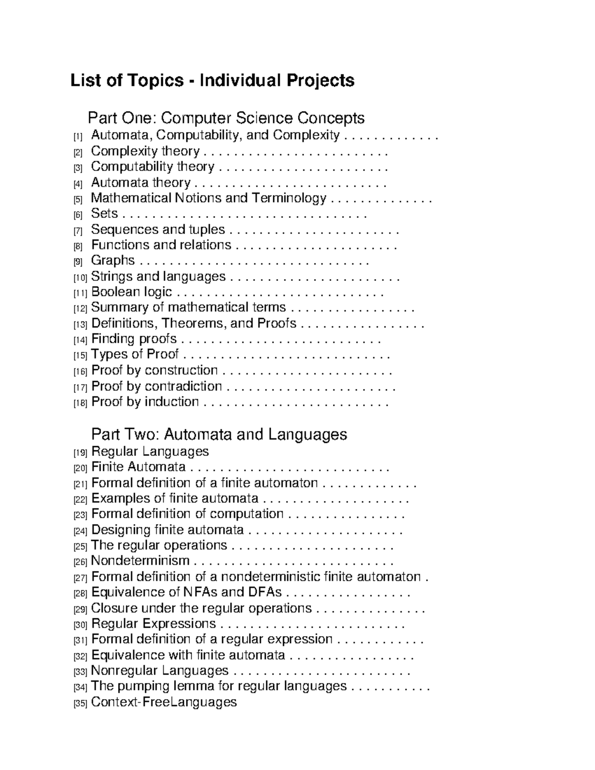 Android Computer Science - List of Topics - Individual Projects Part ...