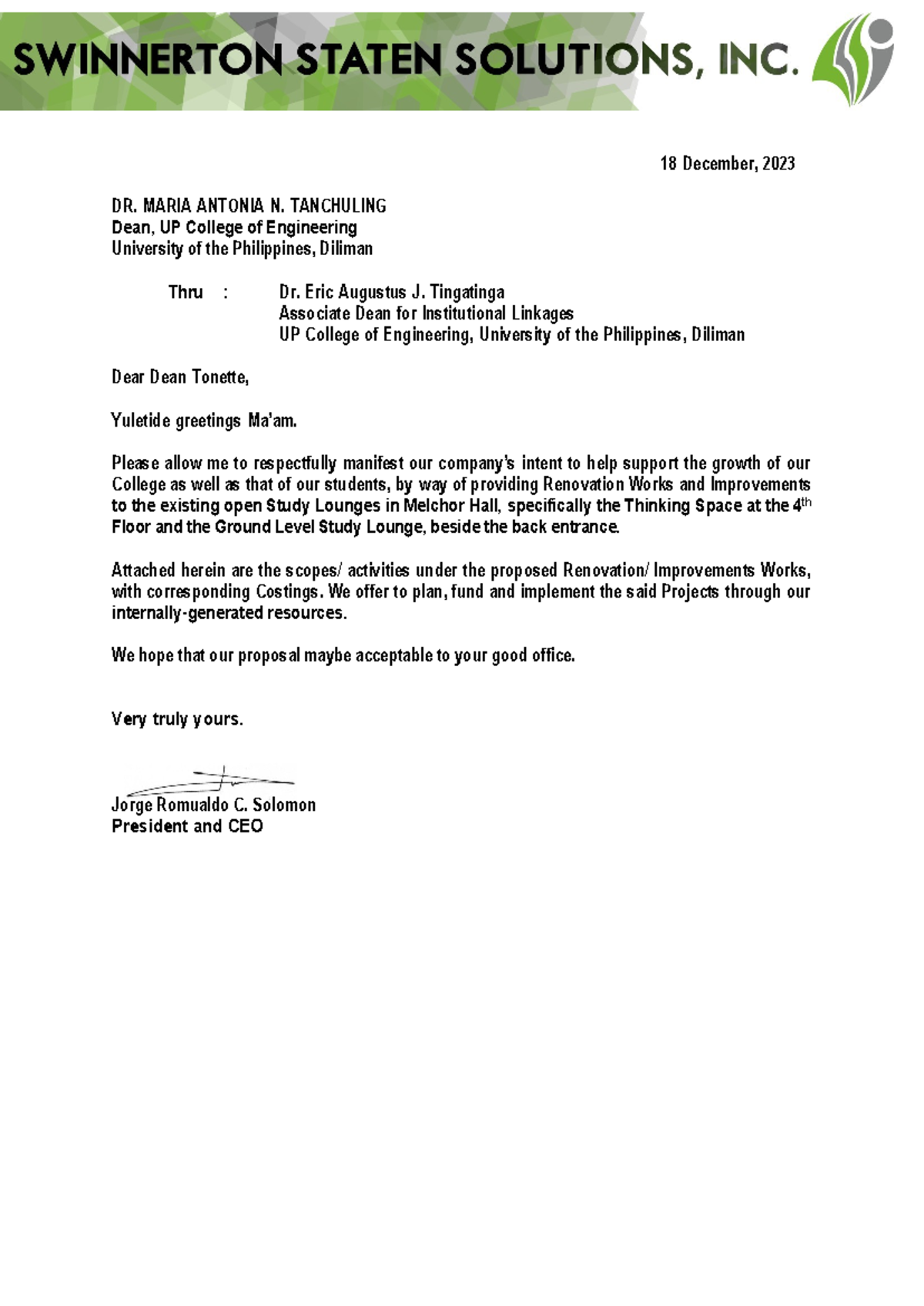 SSSI Thinking Space Renov Intent - SSSI LETTERHEAD DR. MARIA ANTONIA N ...