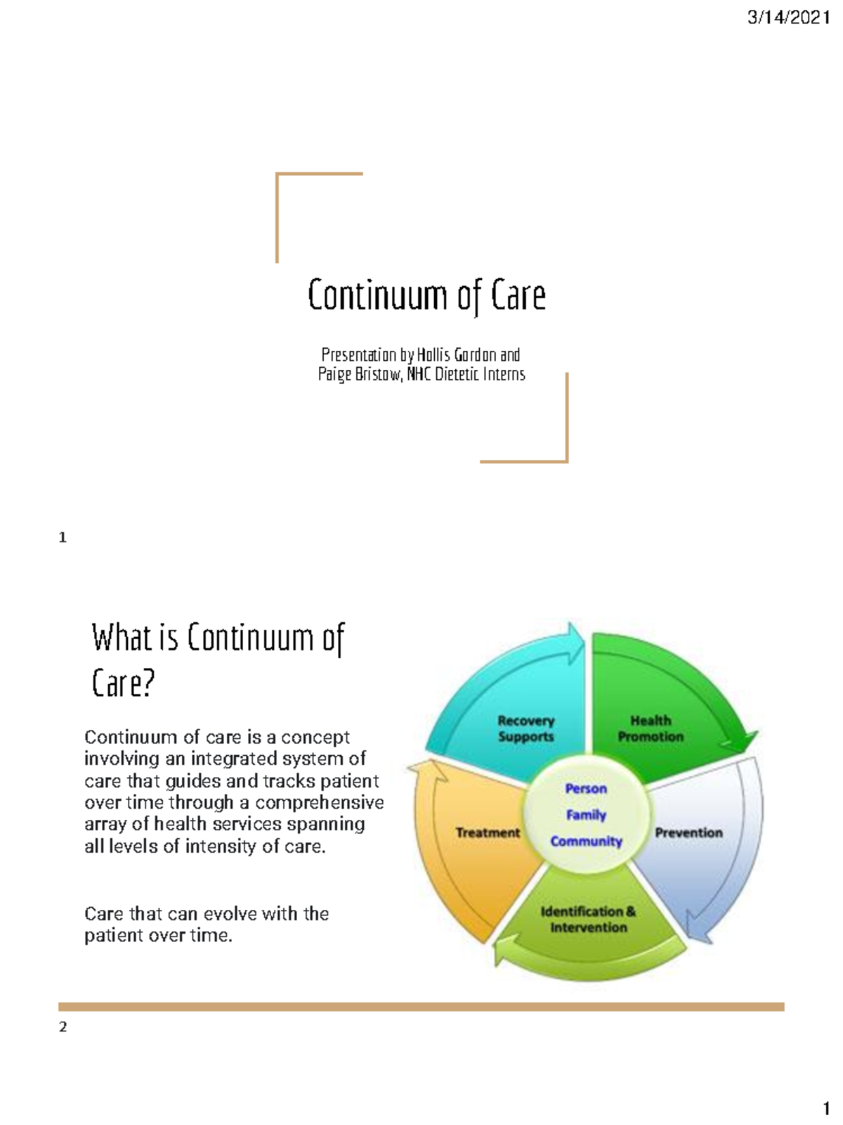 Continuum of Care, final - Continuum of Care Presentation by Hollis ...