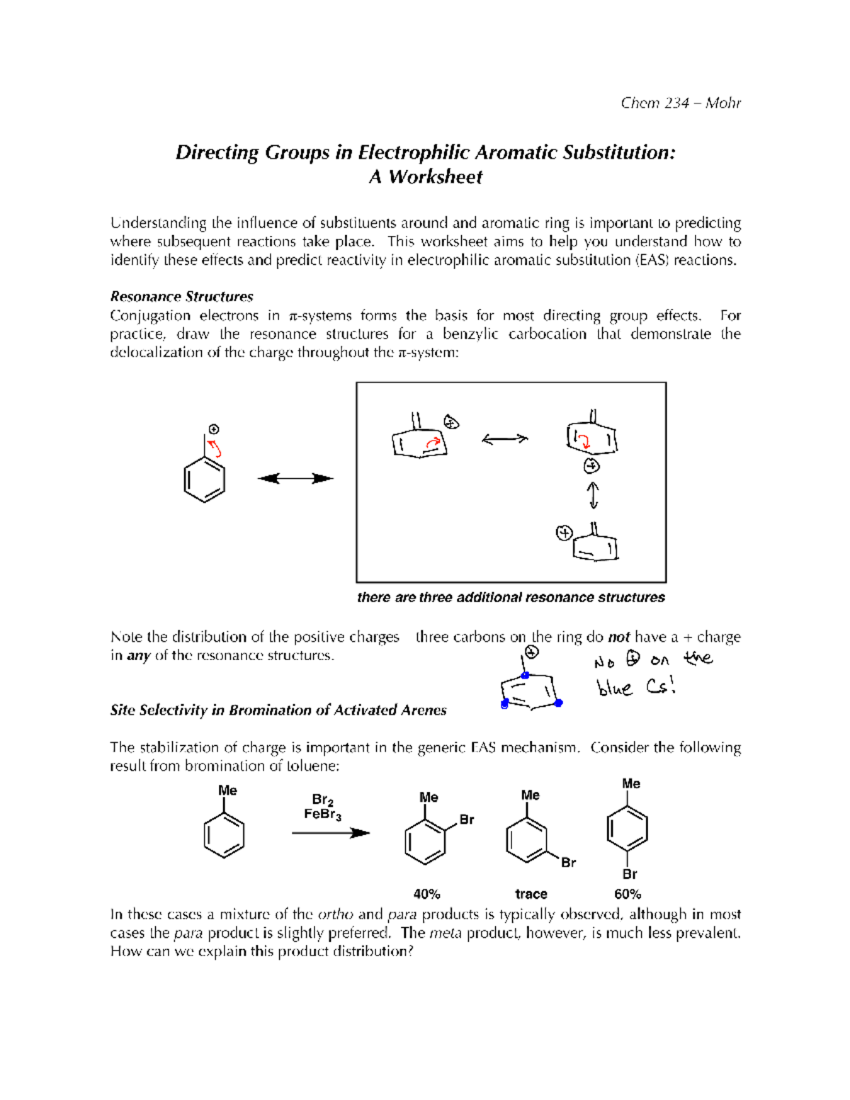 EAS-Directing-Worksheet-key.pdf - CHEM 234 - Studocu