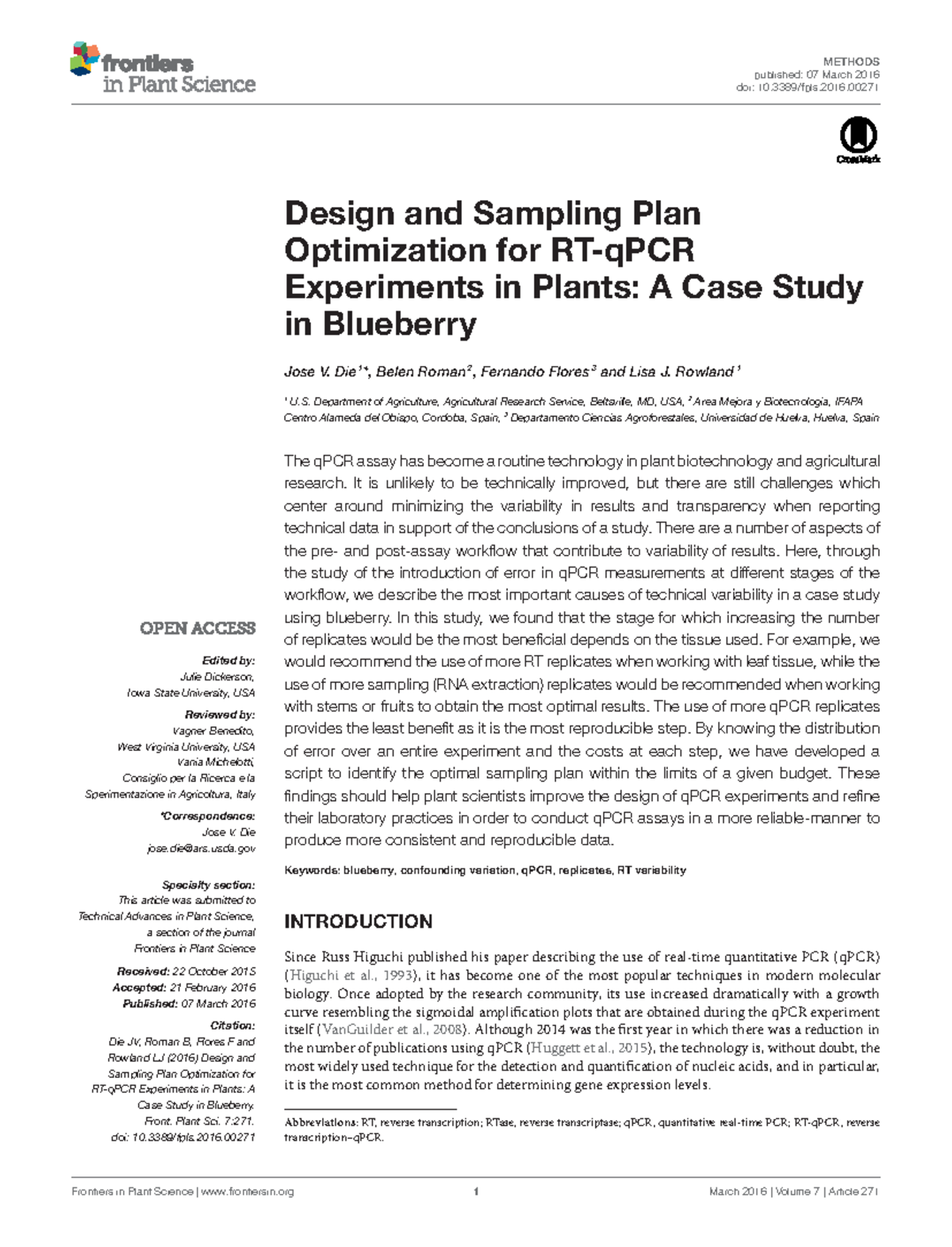 Design and Sampling Plan Optimization for RT-q PCR Experiments in Plants - A Case Study in ...