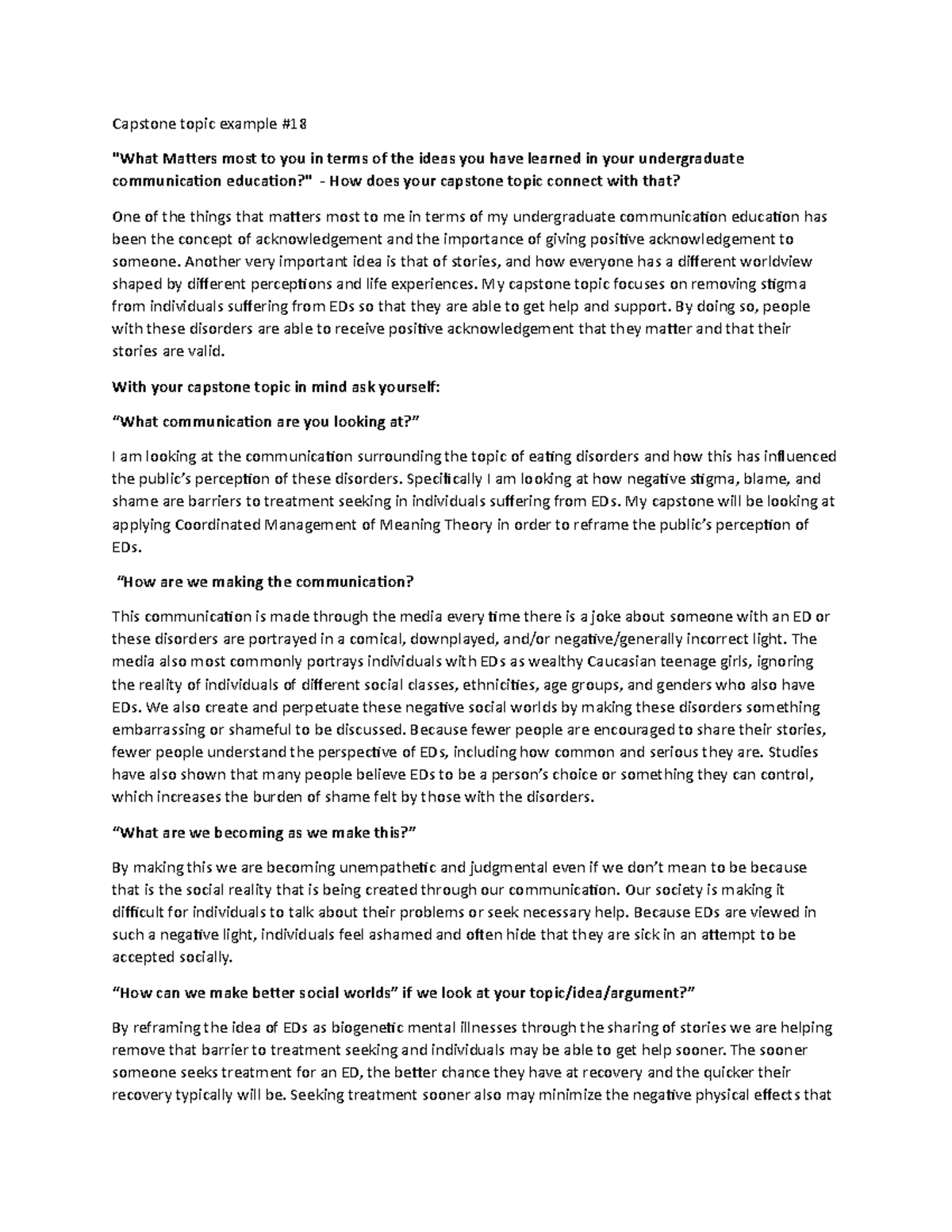 CT 18 - Capstone topic example. - Capstone topic example #18 "What ...