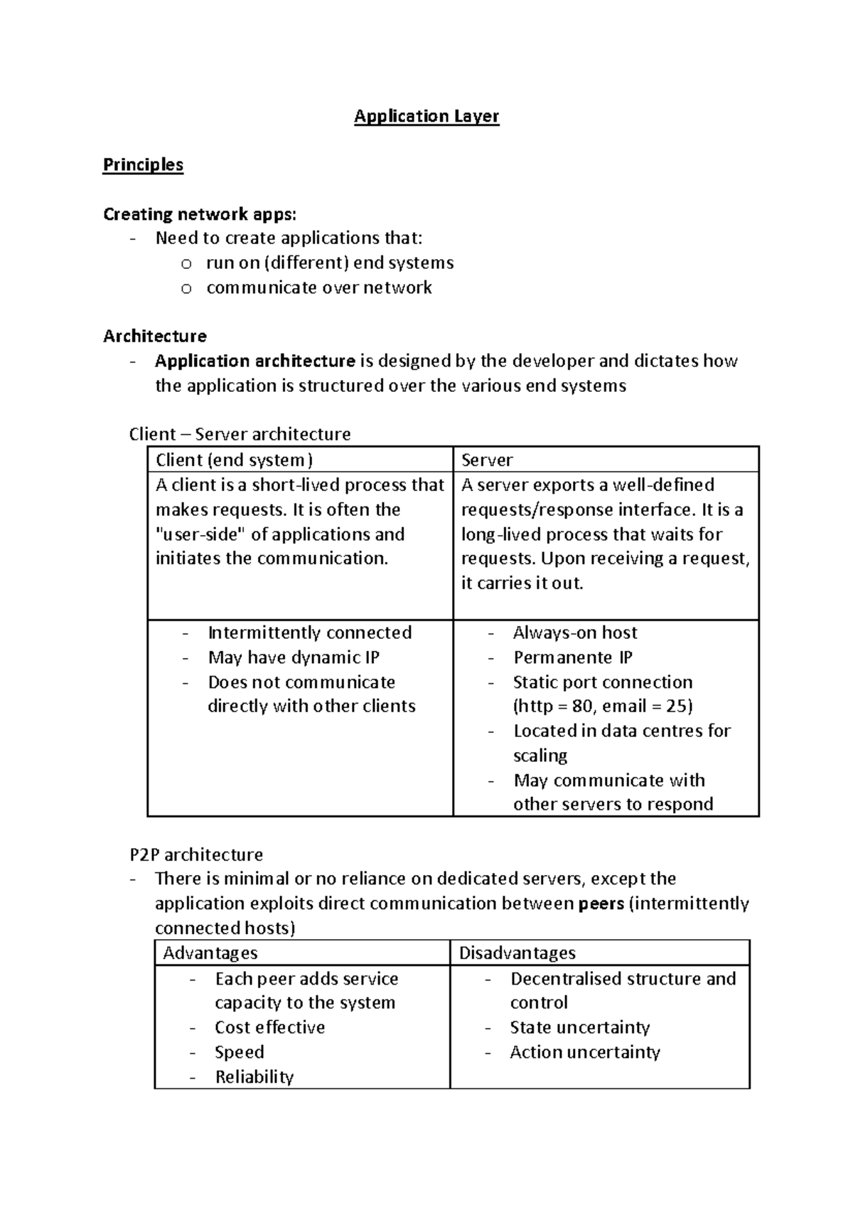 Application Layer Notes Application Layer Principles Creating Network Apps Need To Create