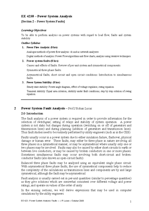 Power sys 2 2015 - Lecter notes - Power System Analysis - Studocu