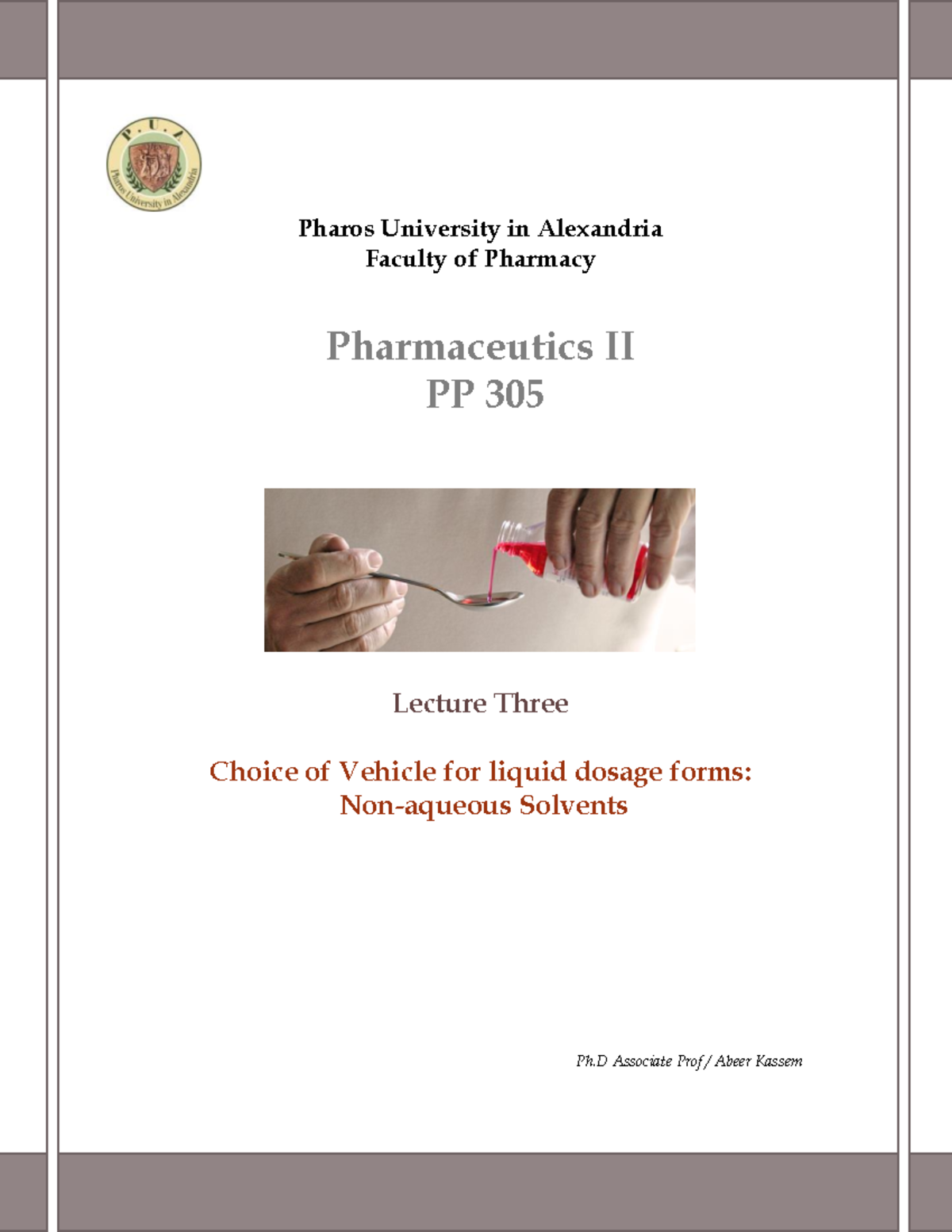 Lec 3 (2hr) PP305- Pharm II 20-21 - Pharos University in Alexandria ...