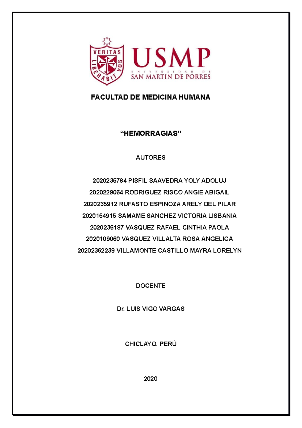 Facultad DE Medicina Humana PBM - FACULTAD DE MEDICINA HUMANA ...