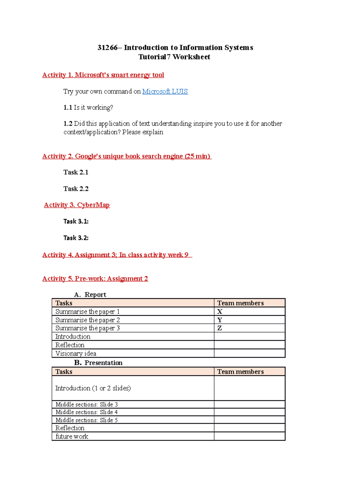 Week9-worksheet-3 - Yey - 31266– Introduction to Information Systems Tutorial7 Worksheet ...