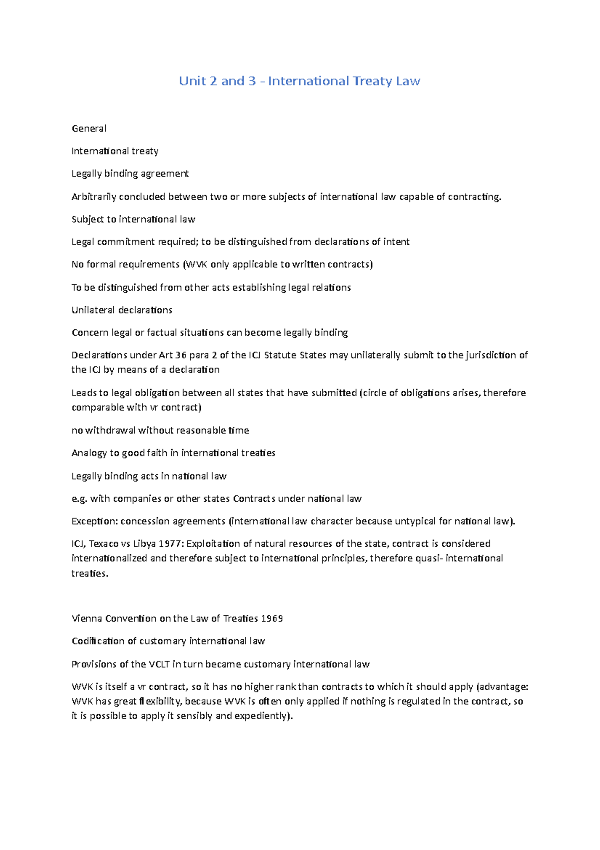 Unit 2 And 3 Unit 2 And 3 Unit 2 And 3 International Treaty Law