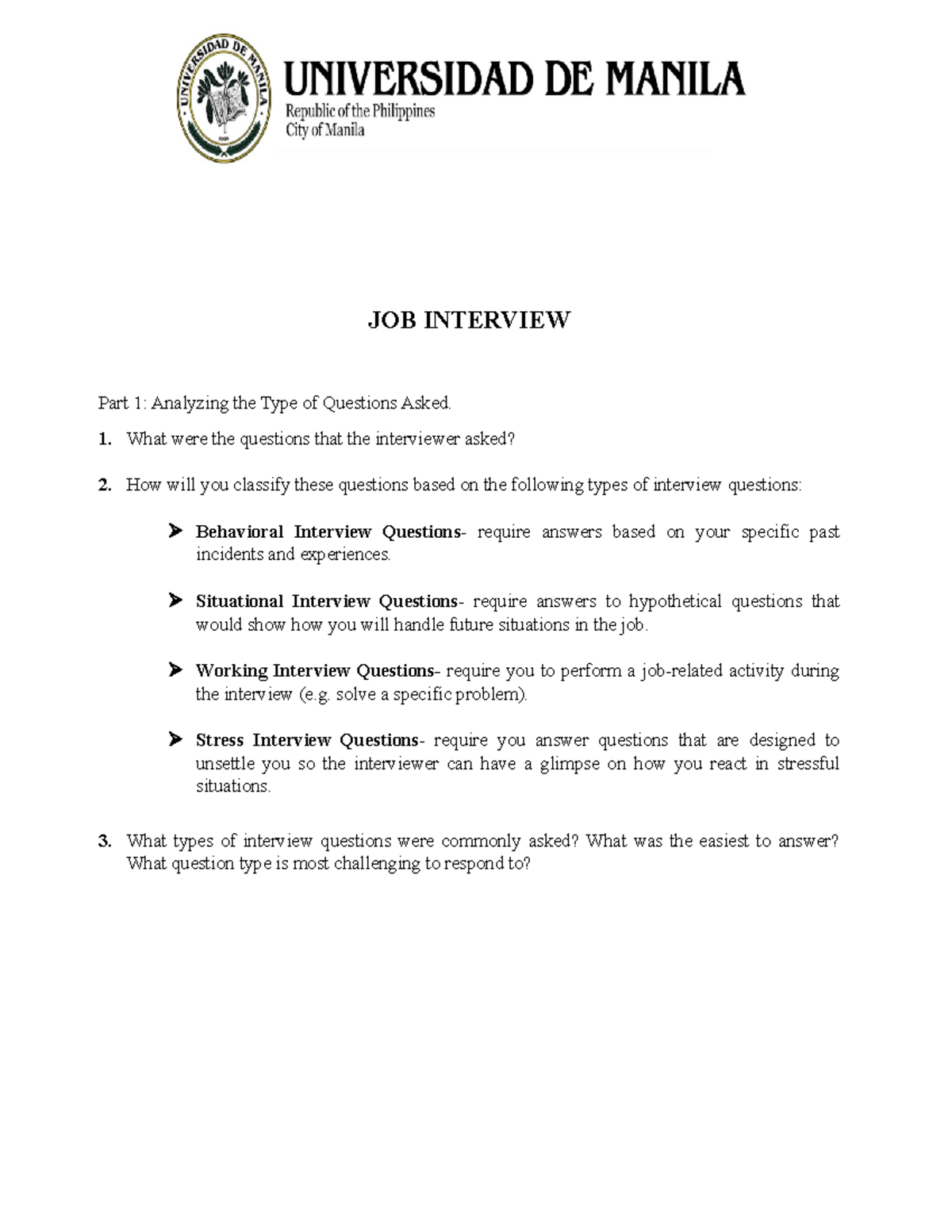 JOB- Interview - Purposive Communication - JOB INTERVIEW Part 1 ...