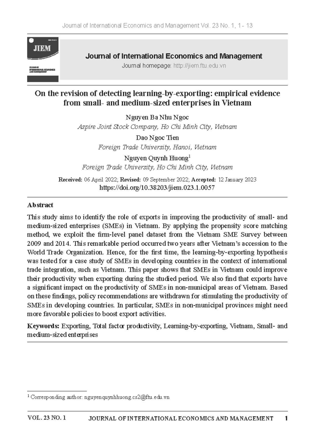 Article 1 - pp. 1-13-231-2241 Article Textrgt -I,V0J91 IJ -JMI - Studocu