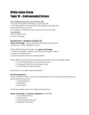 LLB230 White Collar Crime ALL Notes Topic 1 - 12 - Topic 1 – CONSENSUS ...