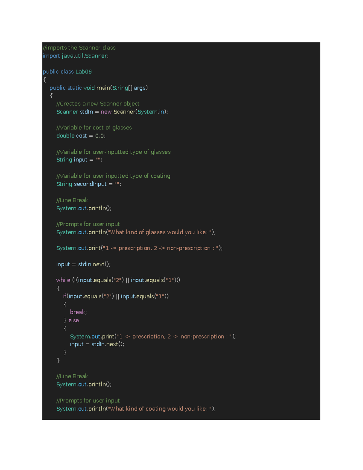 Imports the Scanner class - //imports the Scanner class import java.util; public class Lab ...