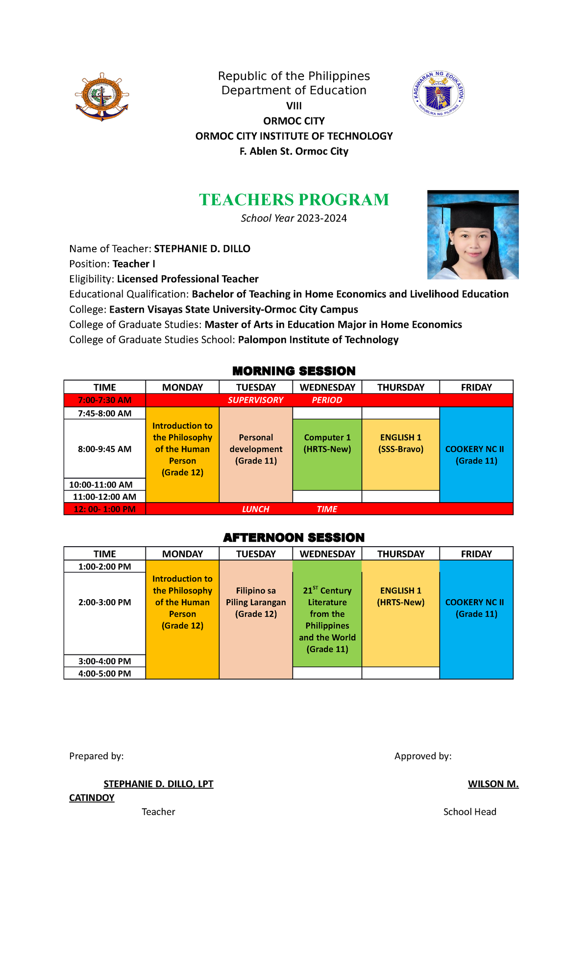 Teachers program steph - Republic of the Philippines Department of ...