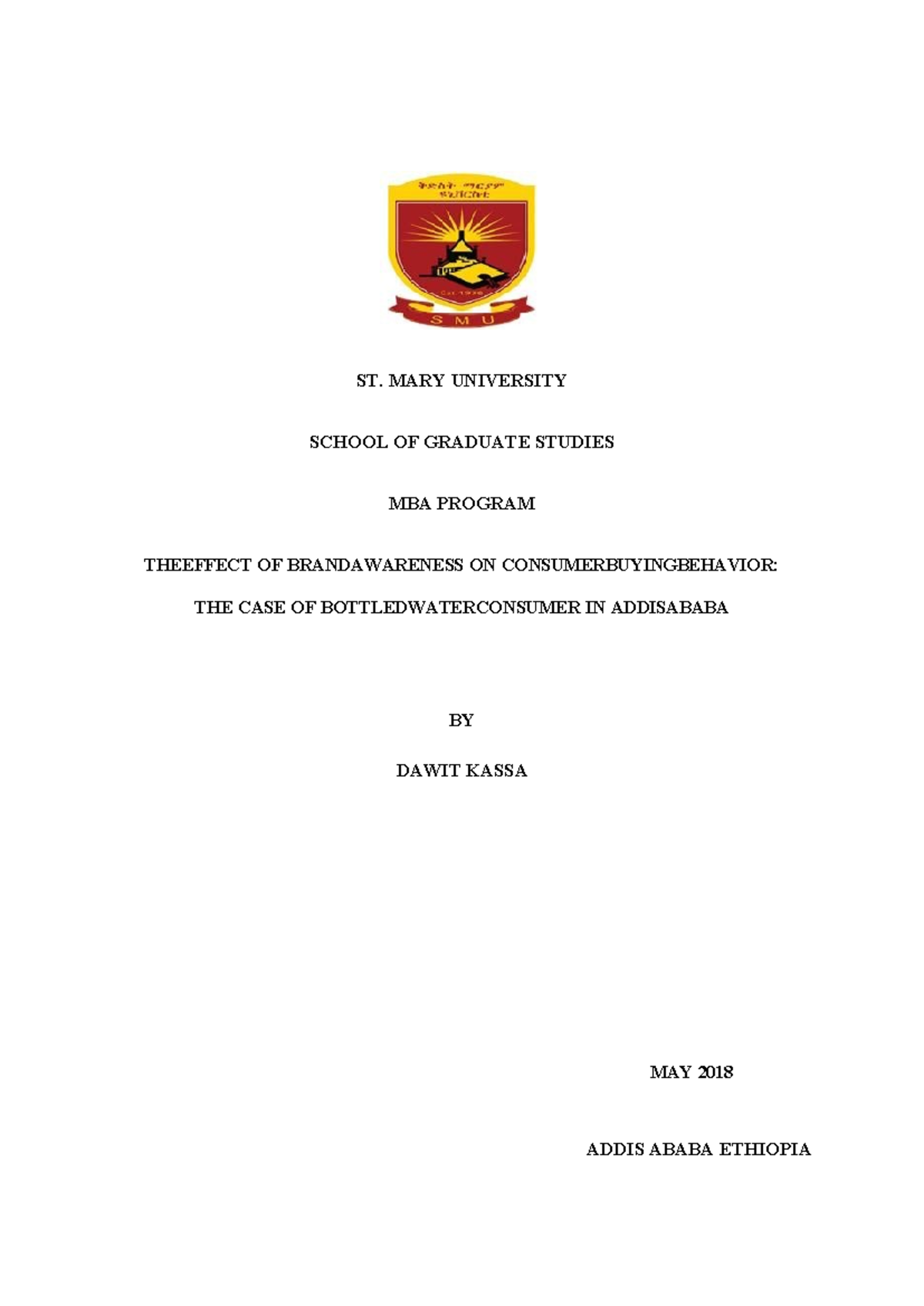 Research paper Final 1 - Copy - ADDIS ABABA ETHIOPIA ST. MARY ...