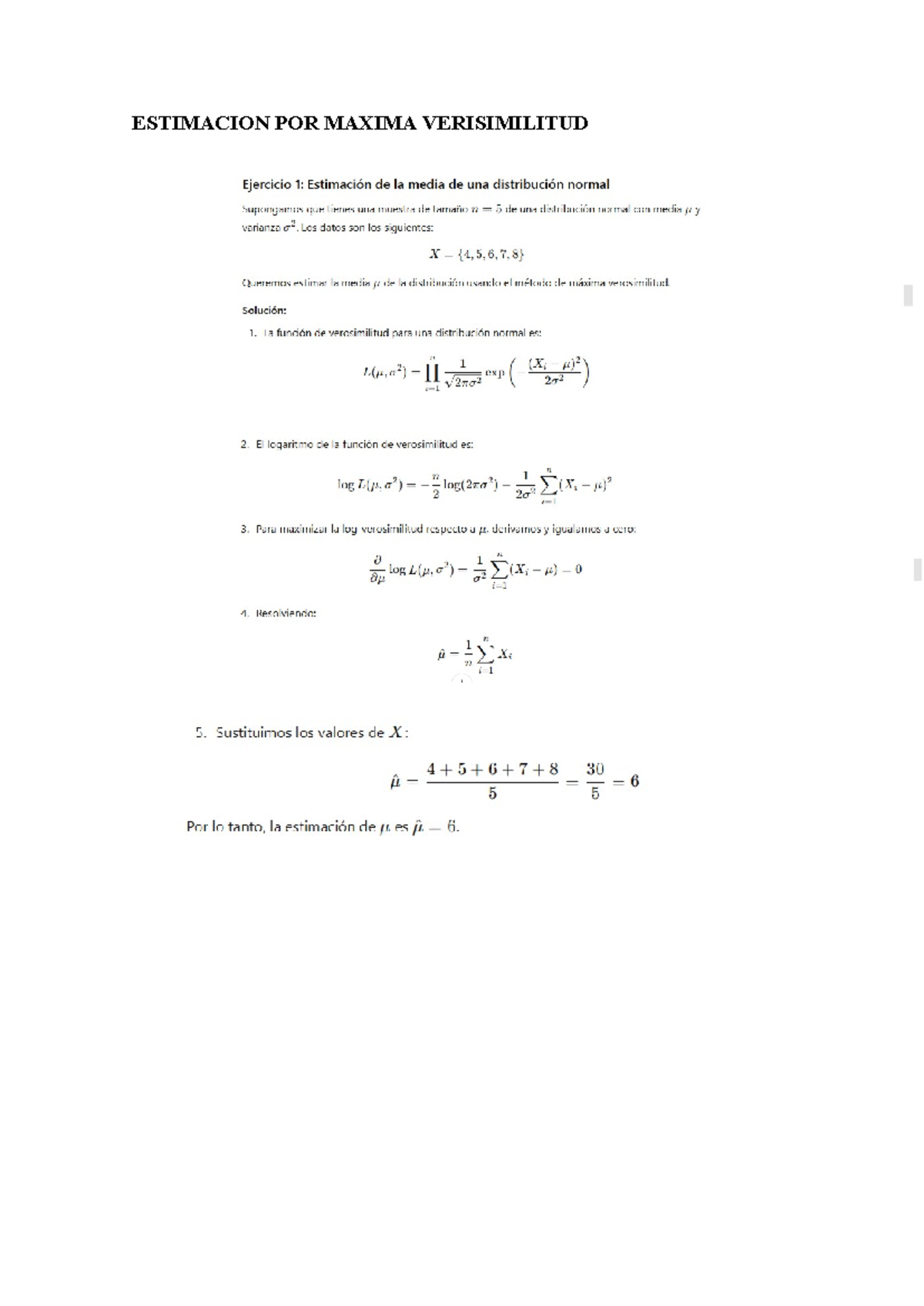 Estimacion POR Verisimilitud - ESTIMACION POR MAXIMA VERISIMILITUD Ejercicio 1: Estimación de la ...