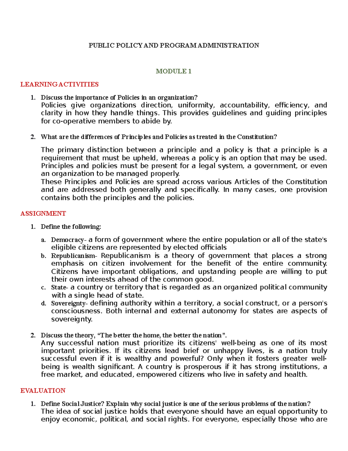 Public Policy Midterms - PUBLIC POLICY AND PROGRAM ADMINISTRATION ...