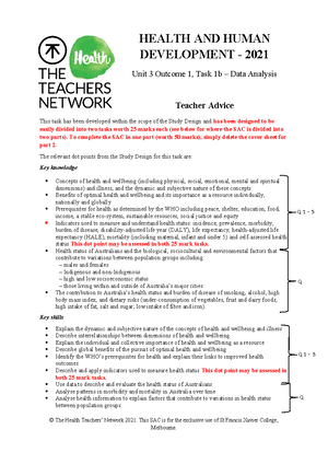 Health unit 4 aos 1 sac 1 - practice sac - HEALTH AND HUMAN DEVELOPMENT ...