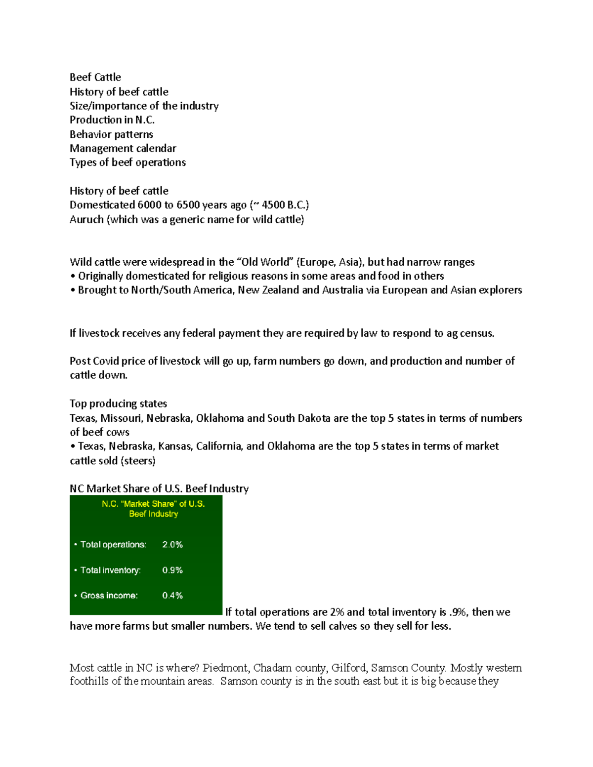 ANS 150 - Beef Cattle - Lecture notes - Beef unit - Beef Cattle History ...