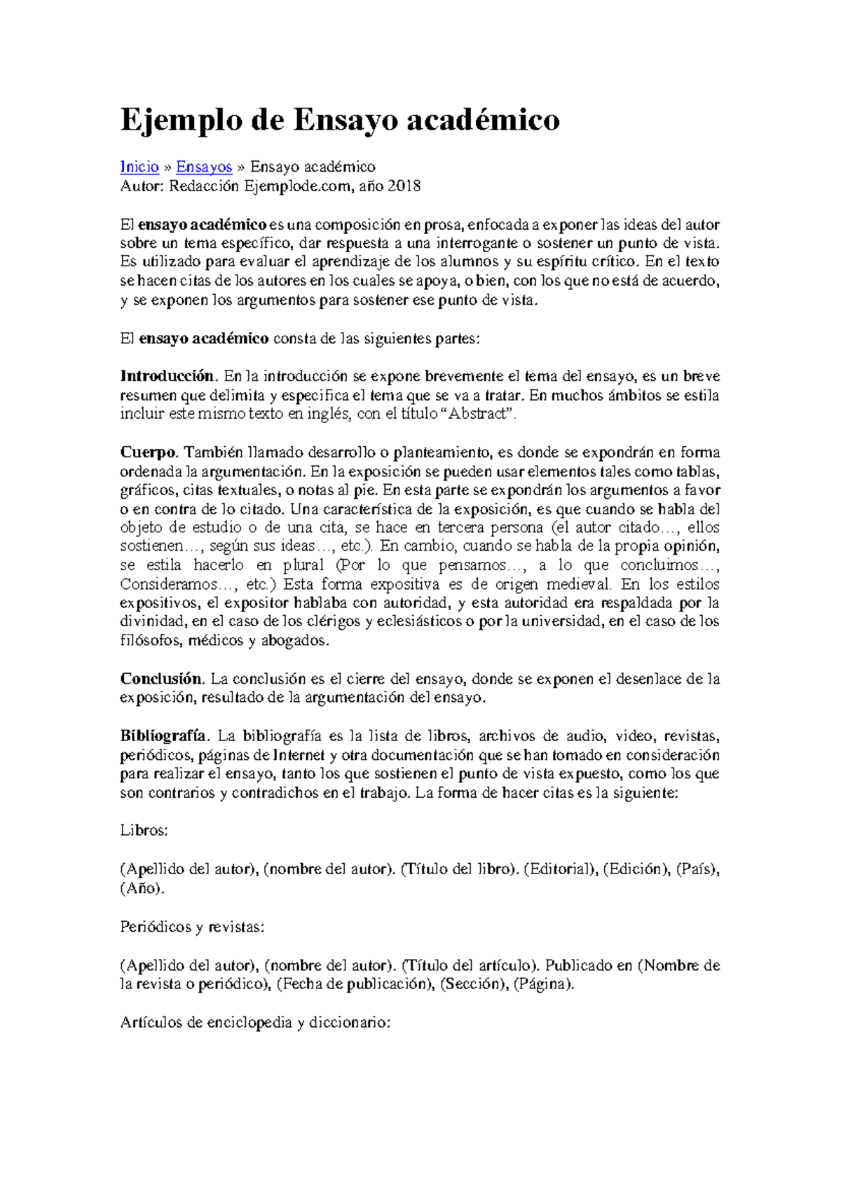 Ejemplo de Ensayo académico - Ejemplo de Ensayo académico Inicio » Ensayos » Ensayo académico ...