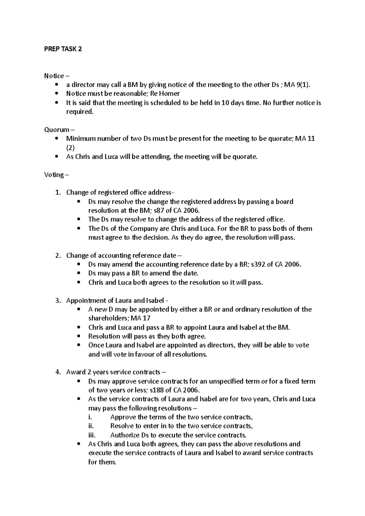 Unit 4 - Prep task and lecture notes - PREP TASK 2 Notice – a director ...