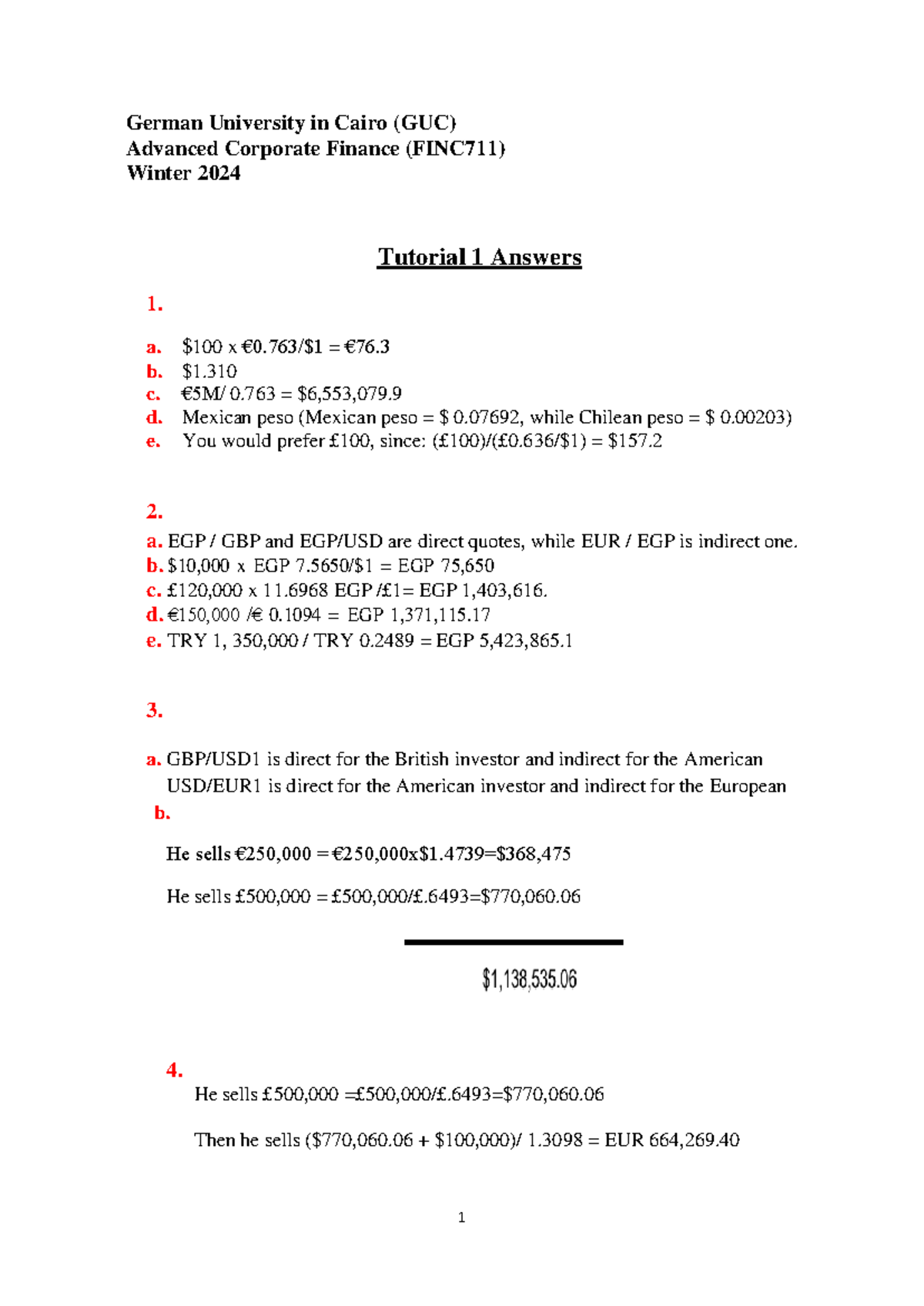 Tutorial 1 answers - 000000000000000000 - German University in Cairo ...