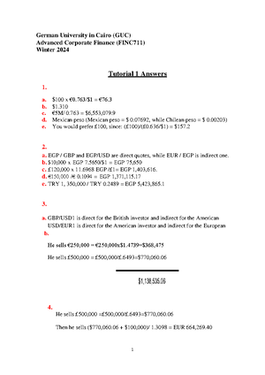Tut 1 sheet - tut 1 - 1 German University in Cairo (GUC) Advanced ...