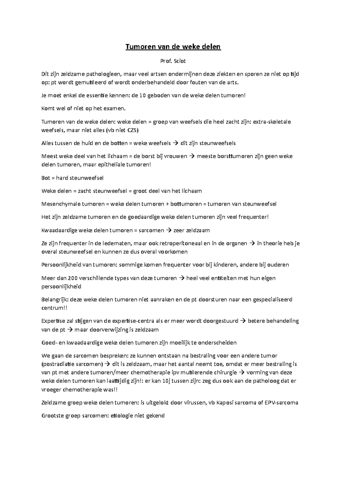 Tumoren van de weke delen - Prof. Sciot - Tumoren van de weke delen ...
