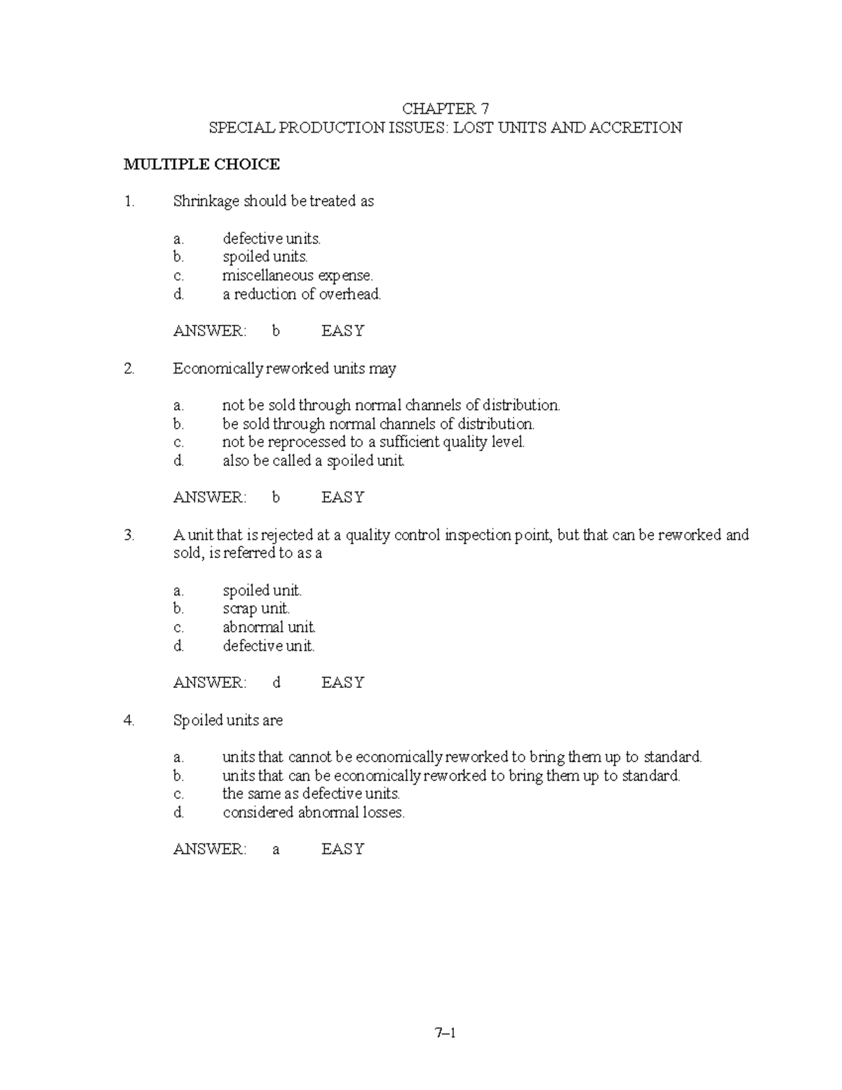 Pdfcoffee - AAAAAAAAAAAA - SPECIAL PRODUCTION ISSUES: LOST UNITS AND ACCRETIONCHAPTER 7 MULTIPLE ...