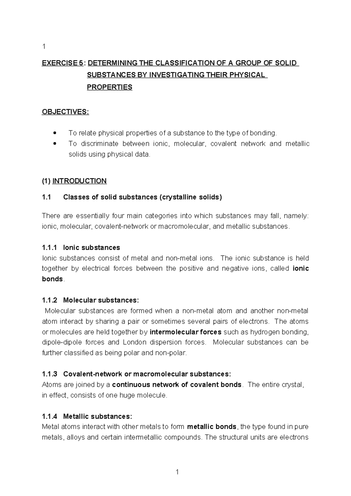Chem 1051A Exercise 5 - the fifth lab - EXERCISE 5: DETERMINING THE ...