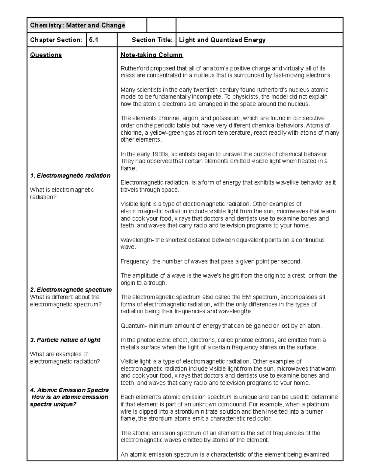 Light and Quantized Energy - Chemistry: Matter and Change Chapter ...