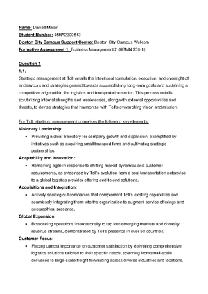 HBMN 230-1 - Boston City Campus - business management 2 - Studocu