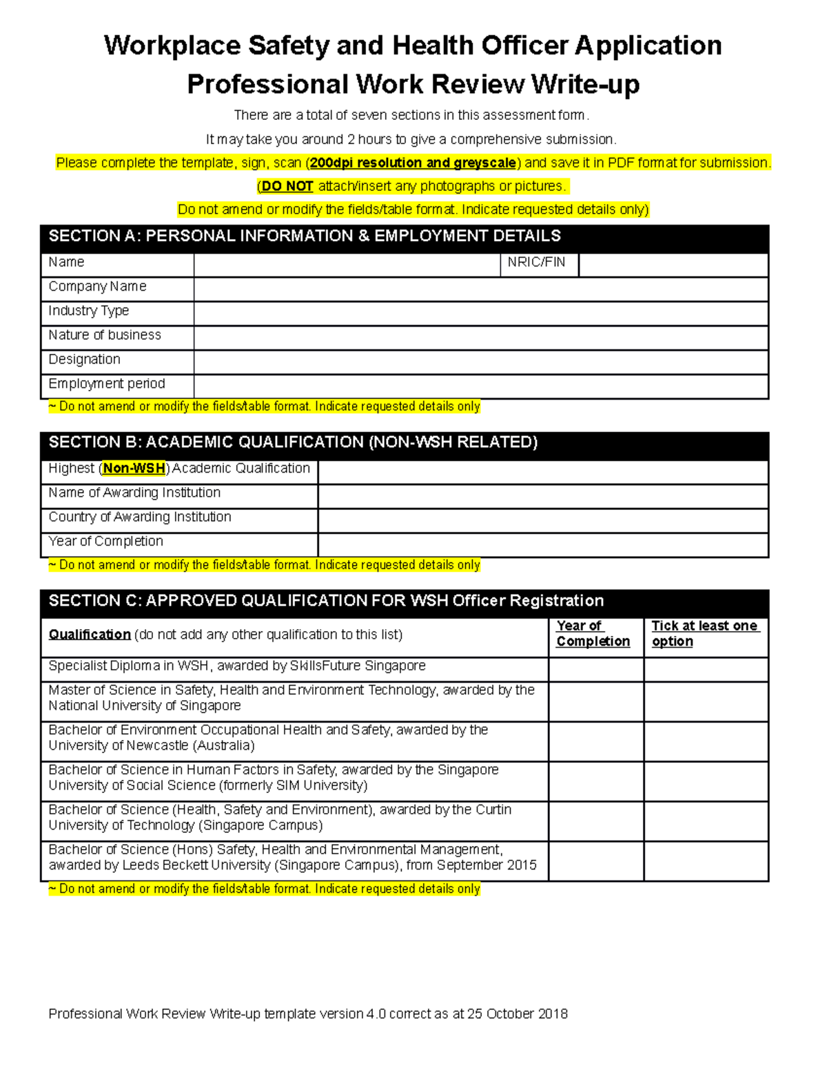 Template for wsho professional review writeup - Workplace Safety and ...