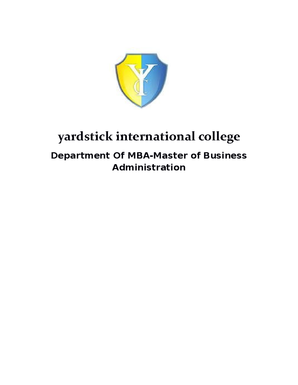 Management assi - Handout - yardstick international college Department ...