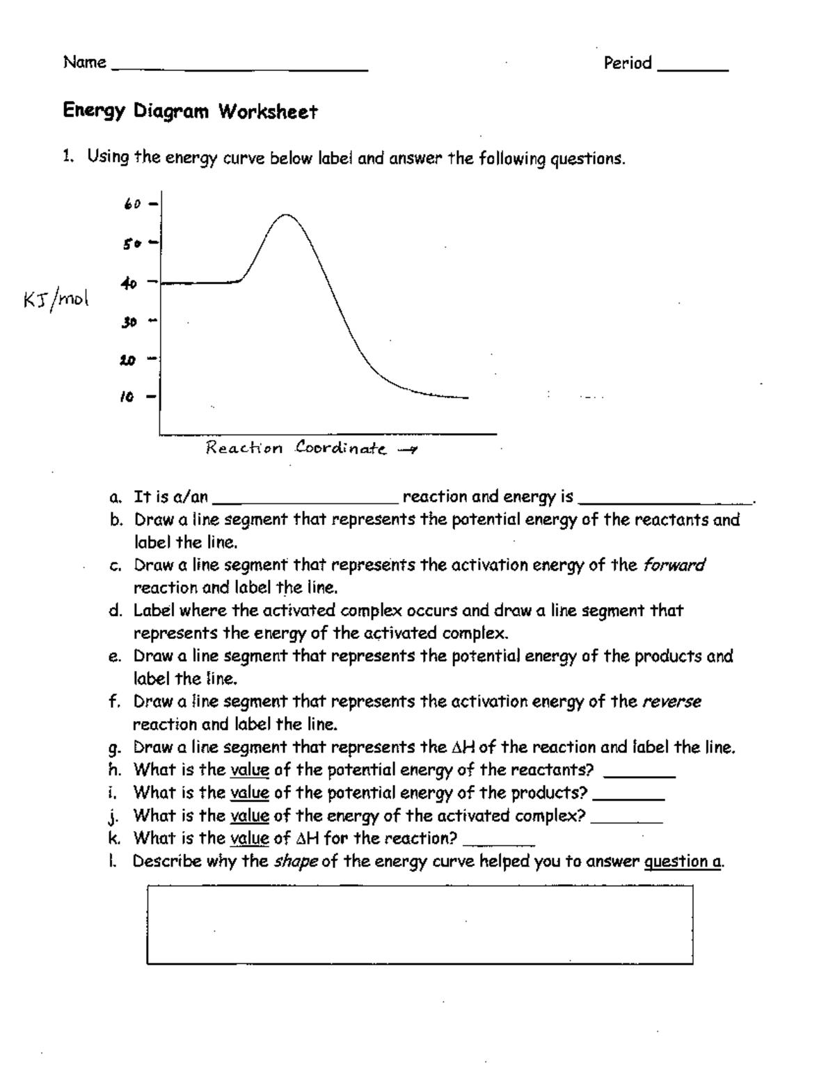 Energy Diagram Worksheet - chemical engineering - Studocu
