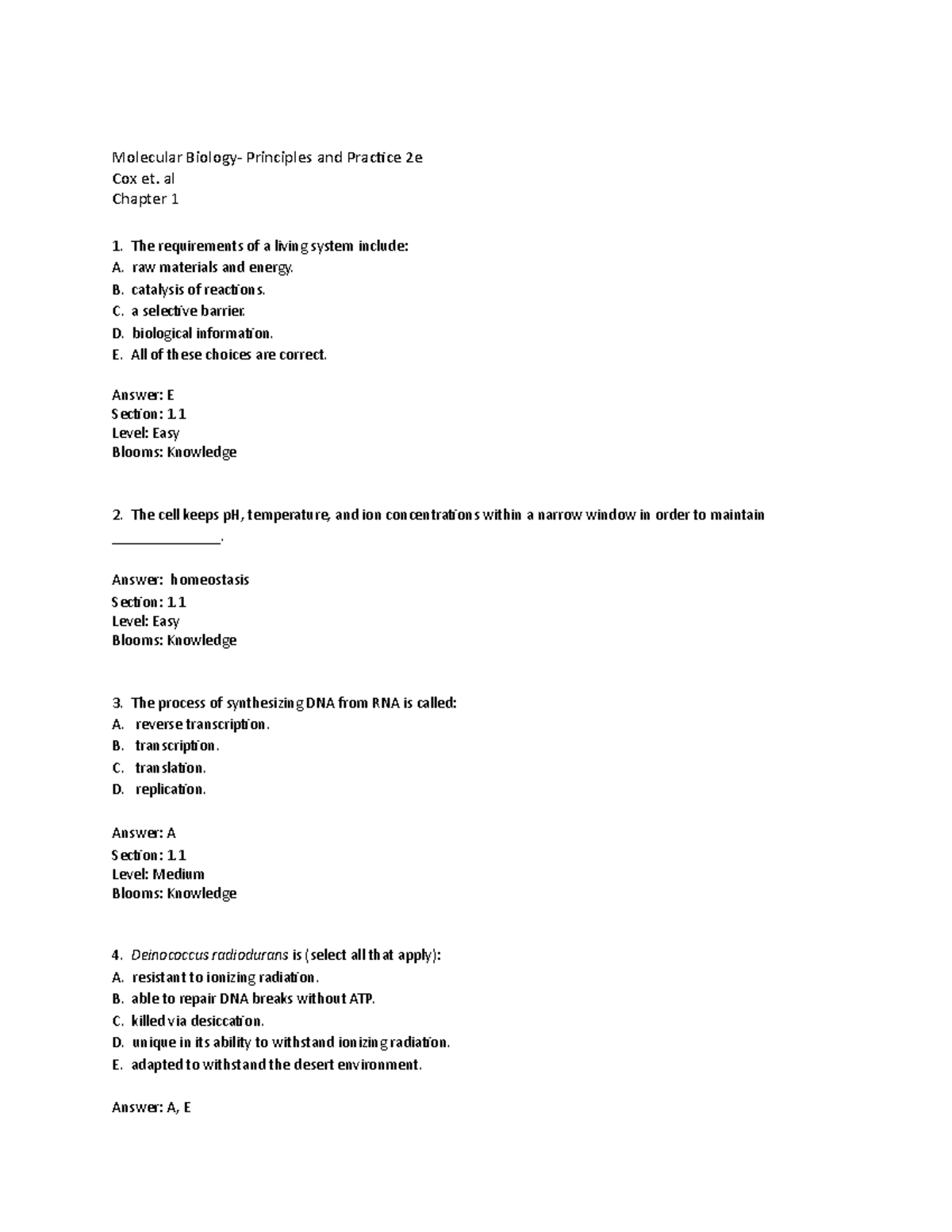 Cox2e tb 01 - jokbo - Molecular Biology- Principles and Practice 2e Cox ...