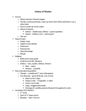 Introduction to Theater Ch. 1 Notes - Introduction to Theatre Notes ...