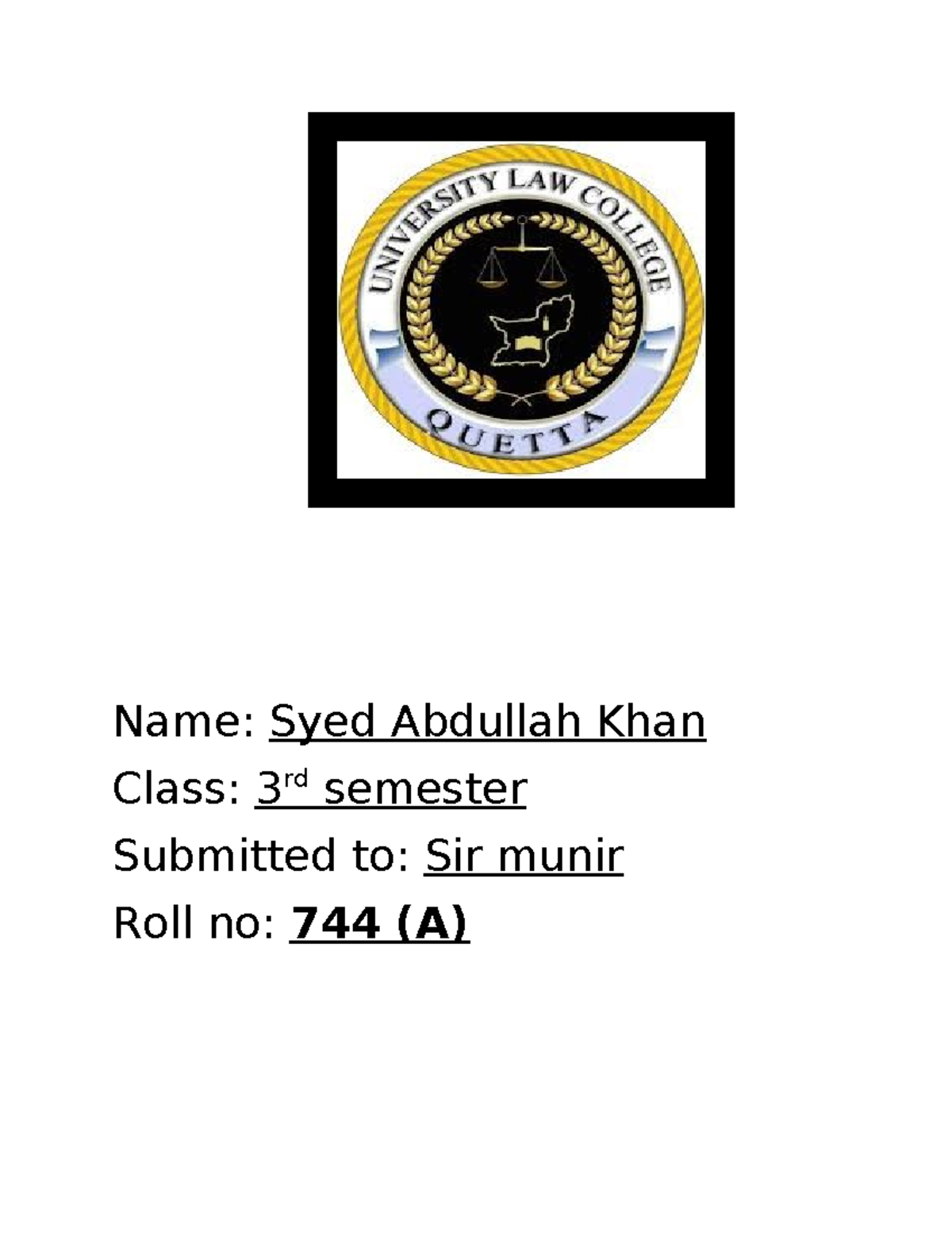 Abdullah - Summary Constitutions Compared - Name: Syed Abdullah Khan Class: 3 rd semester ...