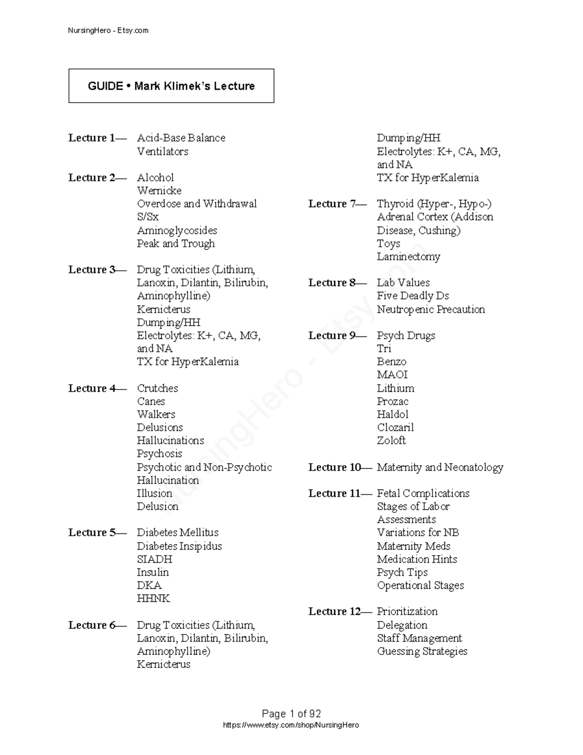 Mark K Notes - NCLEX Prep - Page 1 of 92 Lecture 1— Acid-Base Balance ...