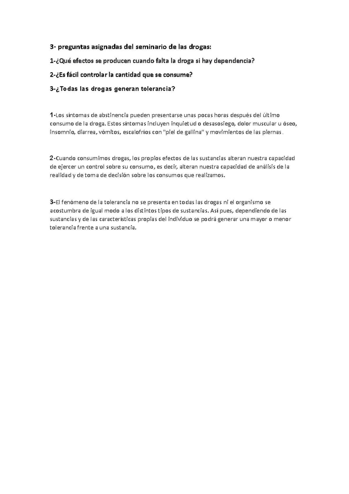 Vida en comunidad preguntas de las dorgas ana fermin - 3- preguntas asignadas del seminario de ...