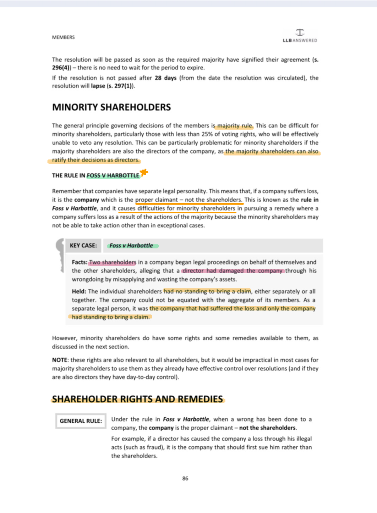 Minority Shareholders - commercial law - Studocu