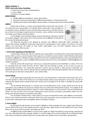 CESC Q1 Module 18 - Summary - CESC Q1 MODULE 18 TOPIC: Purposes of ...