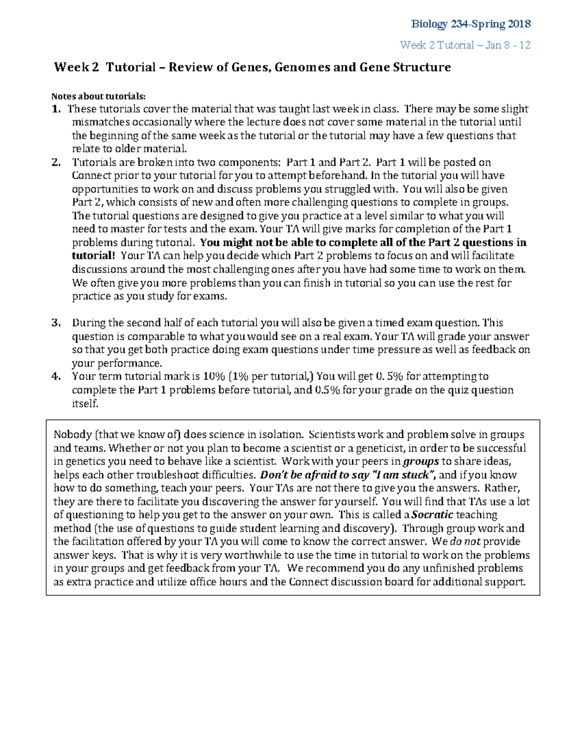 Week 2 tutorial Biol 234 Spring 2017 W T2 part 1 for Connect - Week 2 ...