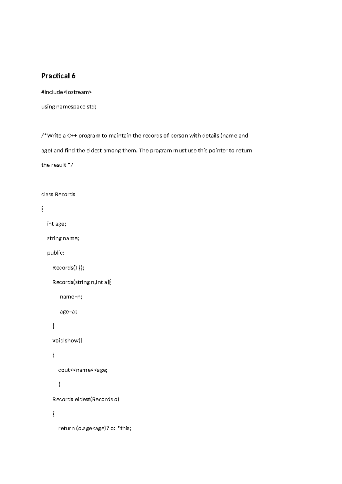 Cpp - Practical 6 #include using namespace std; /*Write a C++ program to maintain - Studocu