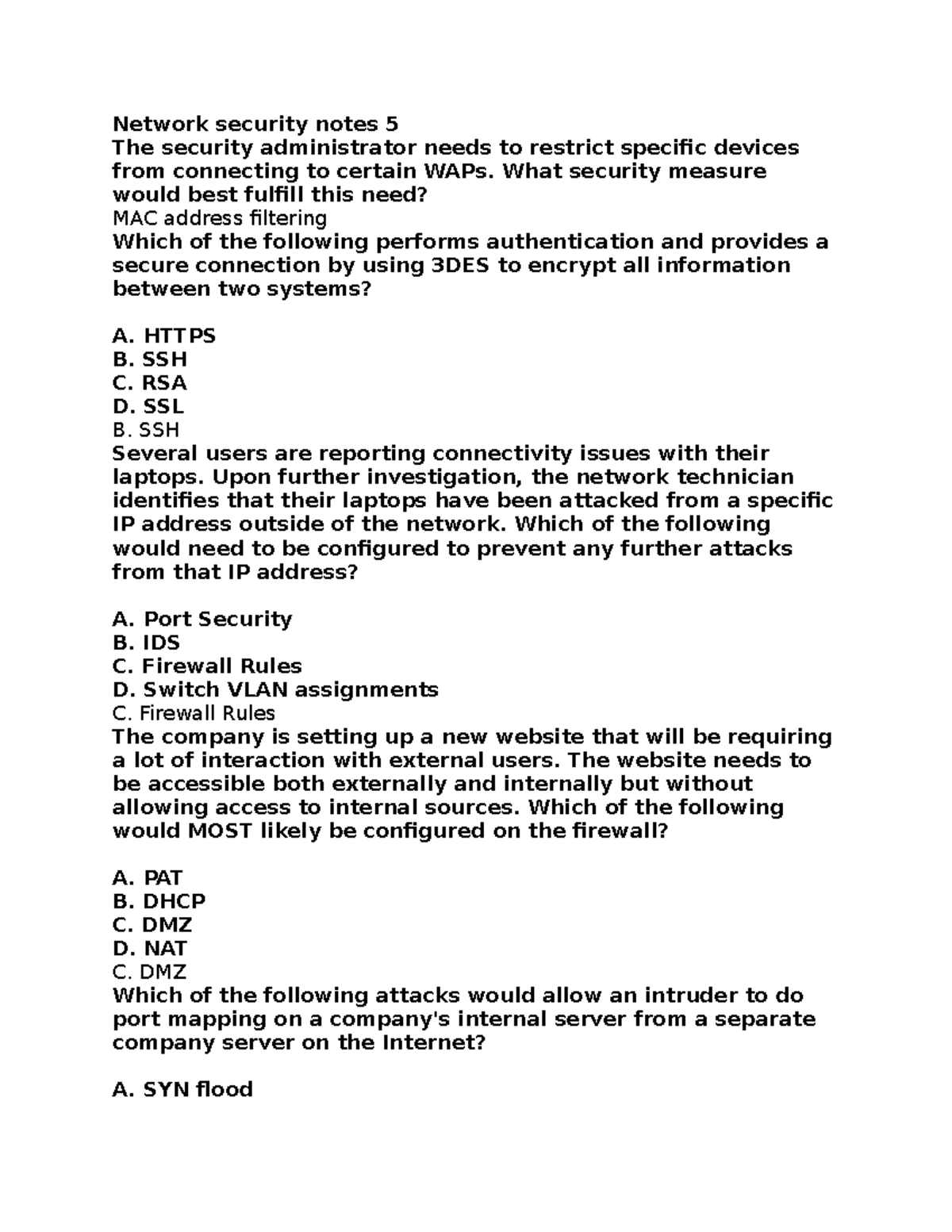 Network security notes 5 - What security measure would best fulfill ...